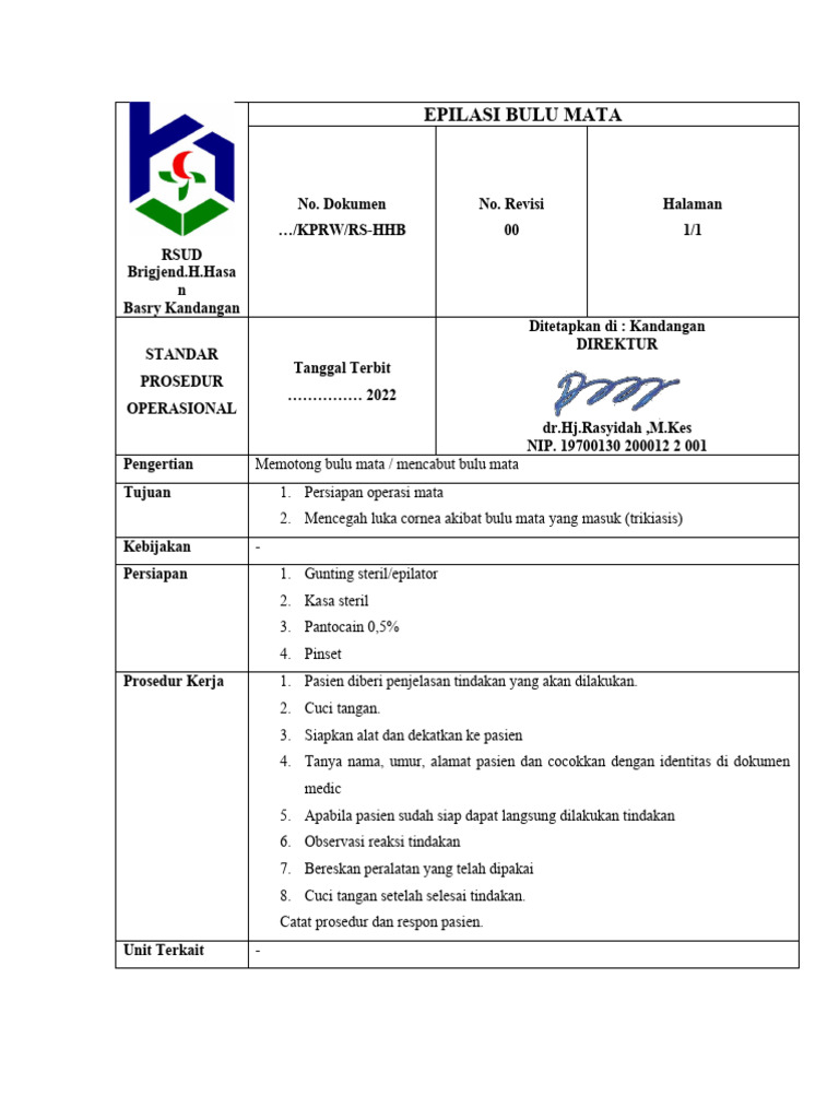Prosedur Epilasi Bulu Mata RSUD Kandangan | PDF | Pengembangan Diri ...