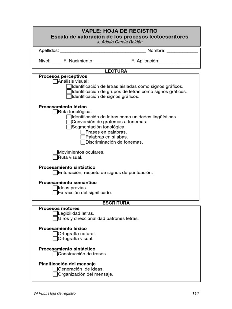 5 VAPLE Hoja Registro Normal | PDF