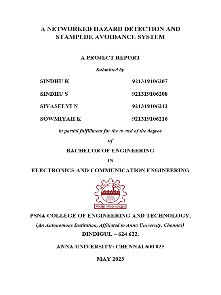 A Networked Hazard Detection and Stampede Avoidance System Report | PDF