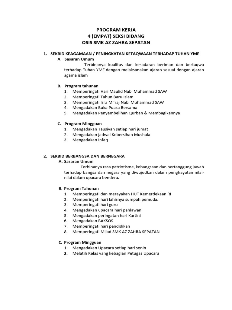 Sekbid Osis SMK Az Zahra Sepatan | PDF | Karier & Perkembangan | Perjalanan
