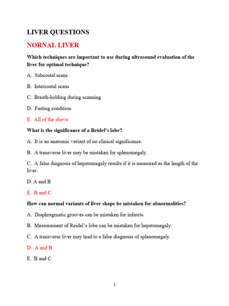 Liver Questions | PDF | Liver | Gallbladder