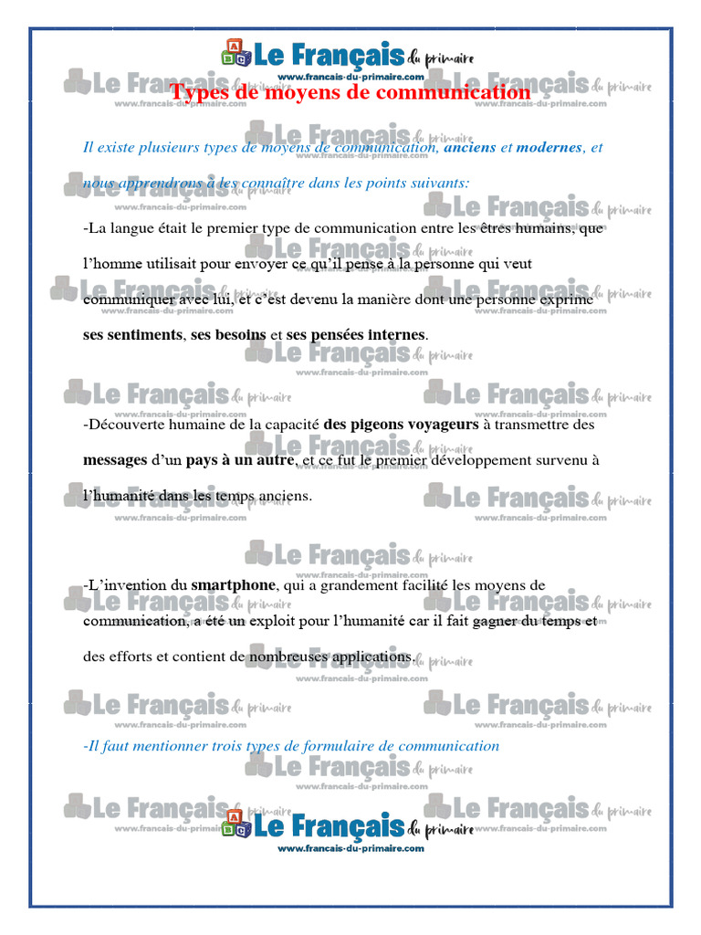 Les Moyens de Communication | PDF