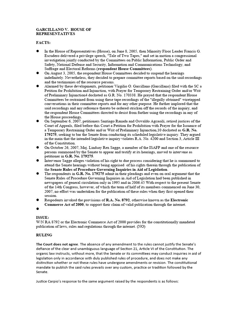 Garcillano V Hon | PDF | Injunction | United States Senate