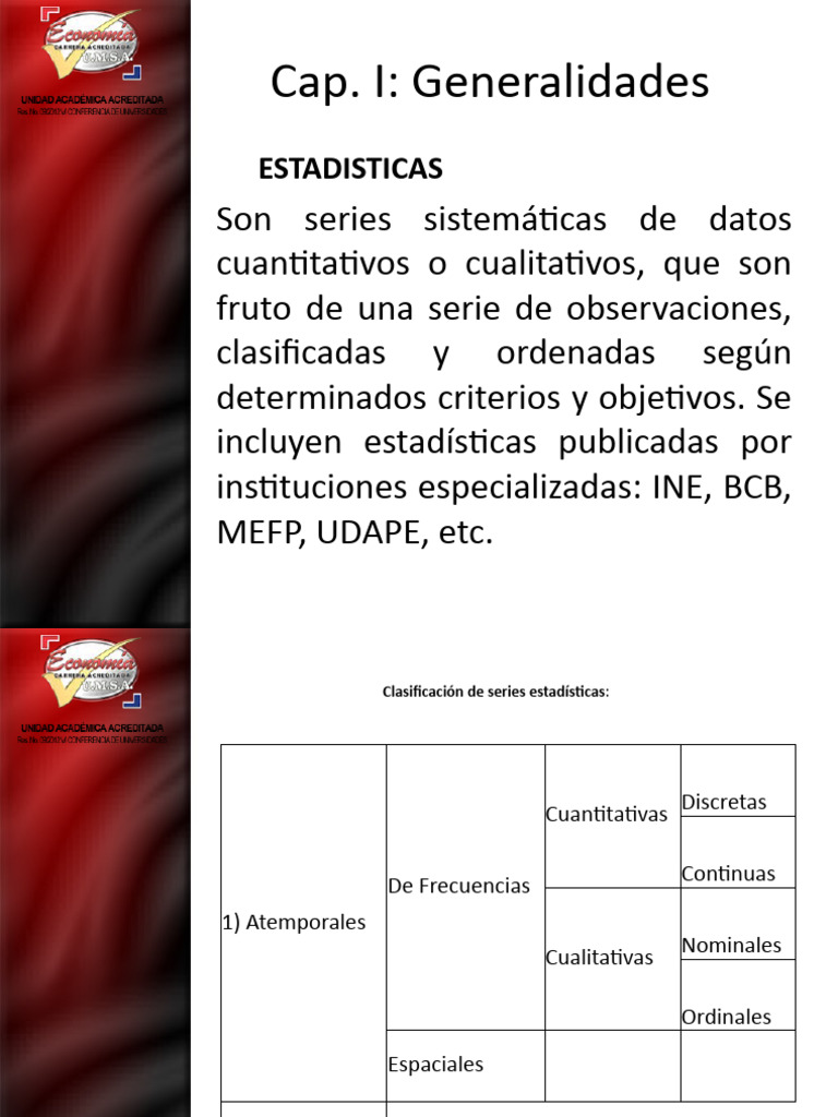 Capitulo I - Generalidades de La Estadistica | PDF | Estadísticas | Muestreo (Estadísticas)