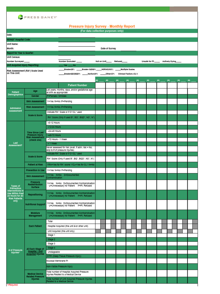 Data Collection Form - Pressure Injury | PDF | Health Sciences ...