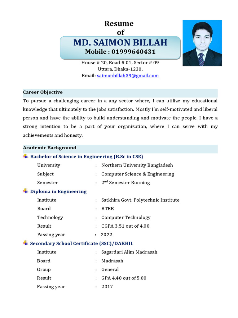 Uploaded CV MD - Saimon | PDF