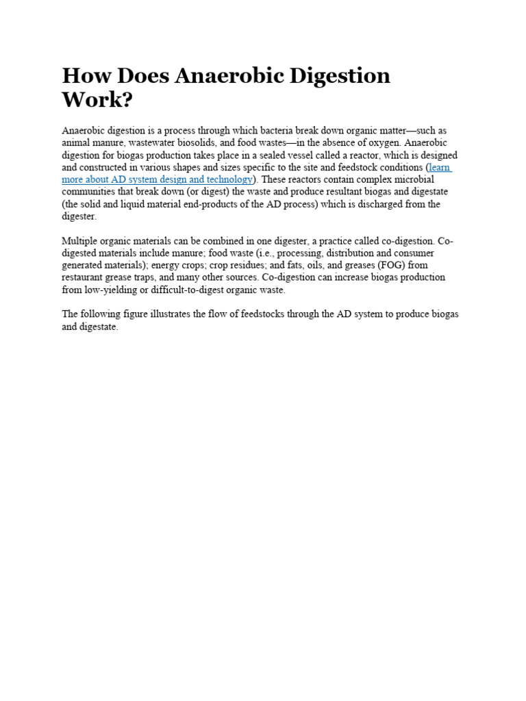 How Does Anaerobic Digestion Work | PDF | Anaerobic Digestion | Biogas