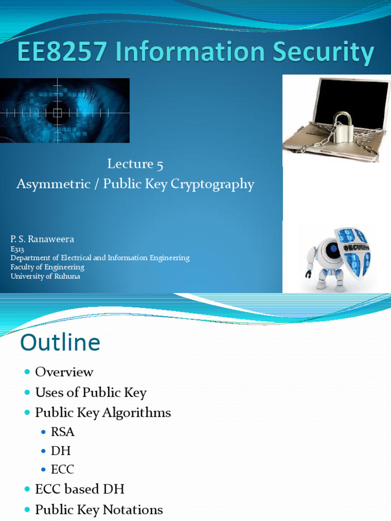 Lecture 5 - Public Key Cryptography | Download Free PDF | Public Key Cryptography | Key ...