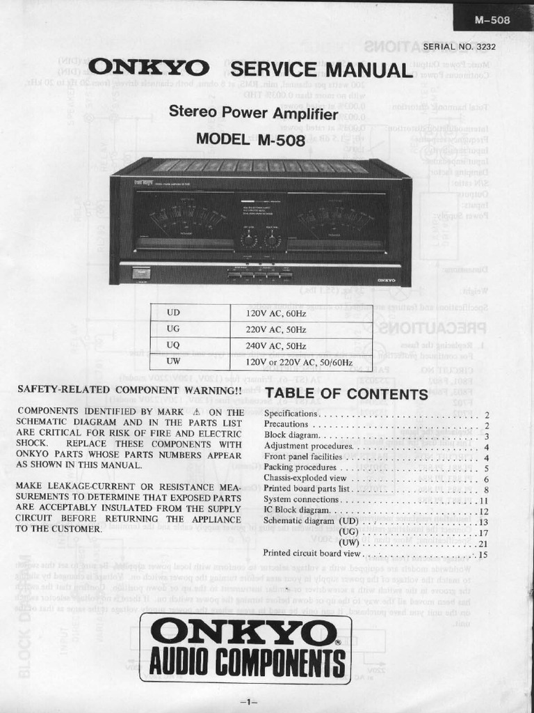 Onkyo M 508 Service Manual | PDF