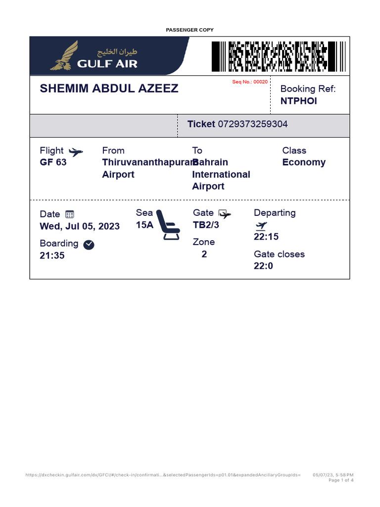 Confirmation - Check-In | PDF | Aviation | Transport