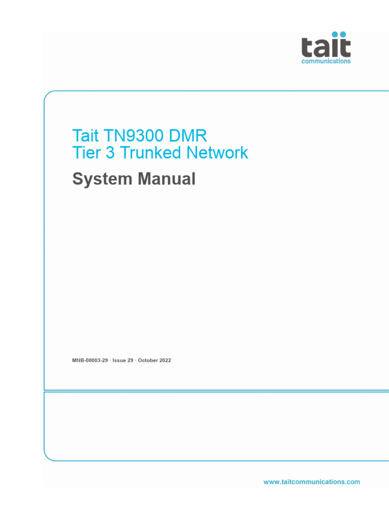 MNB-00003-29 - User Manual Tait DMR Tier 3 | PDF | Computer Network ...