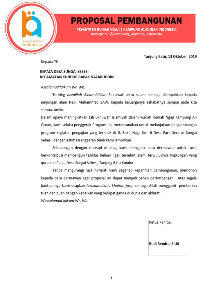 Proposal RUMAH NGAJI KE Desa | PDF | Kajian Bahasa Asing