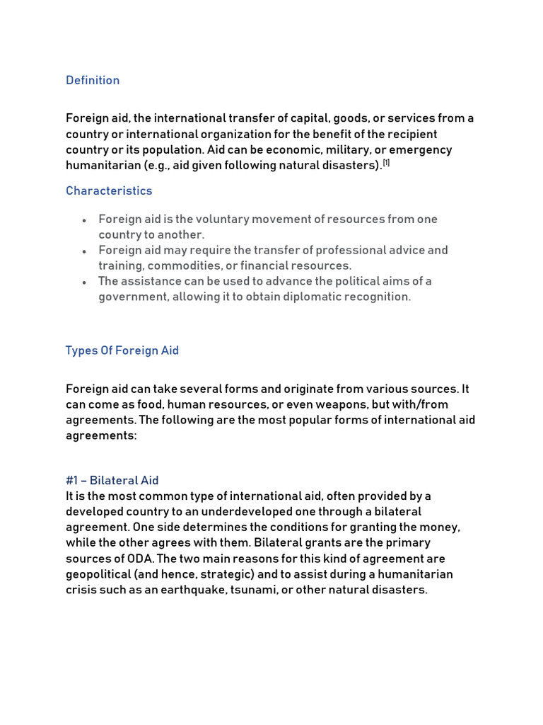 #1 - Bilateral Aid | PDF | Aids | Humanitarianism