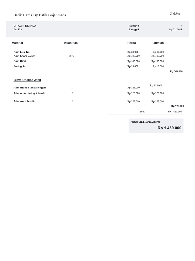 Invoice Ibu Eka | PDF