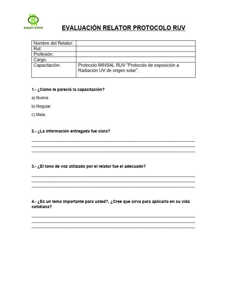 Evaluación Relator Ruv 2023 | PDF