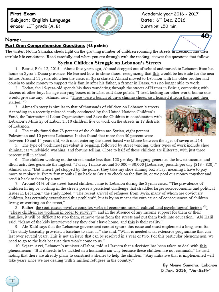 Child Labor and Poverty Grade 10 | PDF
