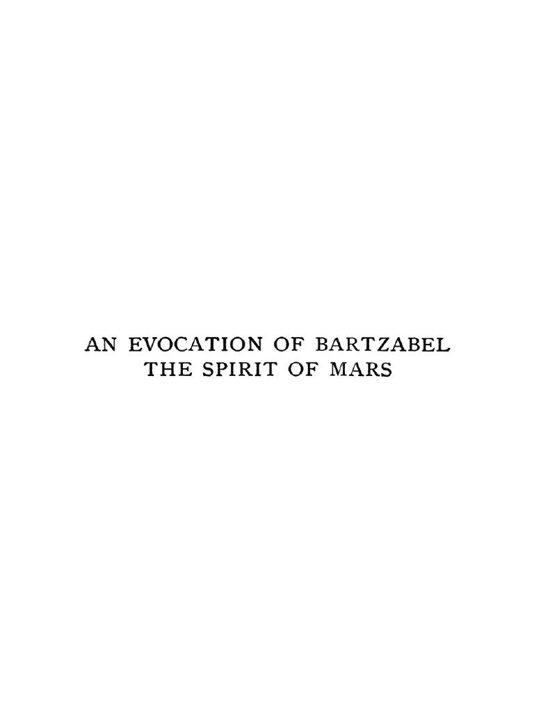The Evocation of Bartzabel The Spirit of Mars - Low | PDF