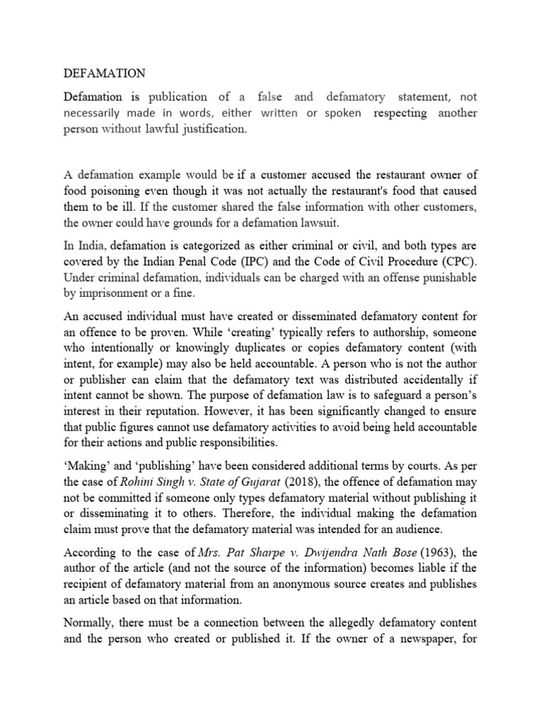 DEFAMATION | PDF