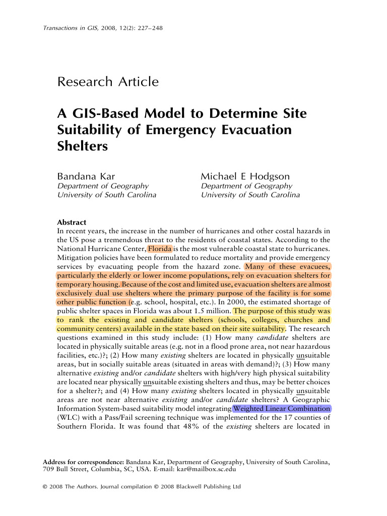 01 A Gis Based Model To Determine Site Suitability Of Emergency