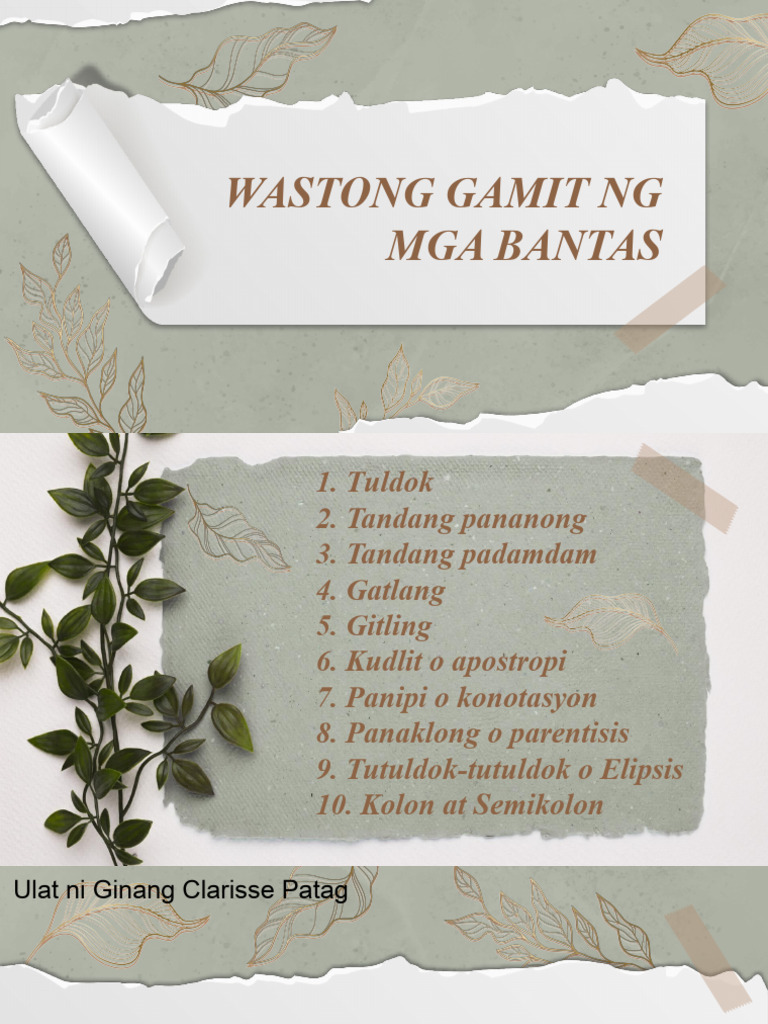 Wastong Gamit Ng Mga Bantas | PDF