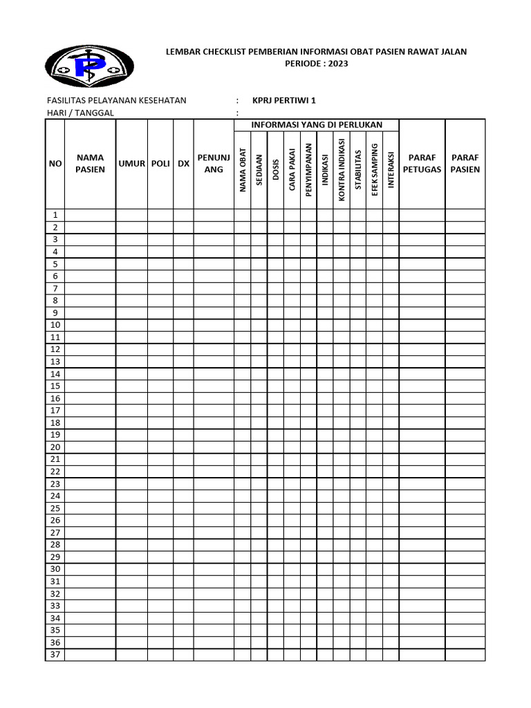Lembar Checklist Pio | PDF