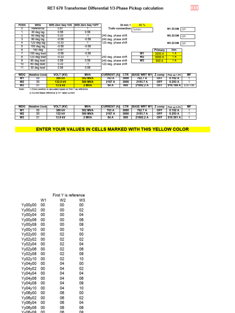 Ret 670 Calculation TR | Download Free PDF | Electrical Engineering ...
