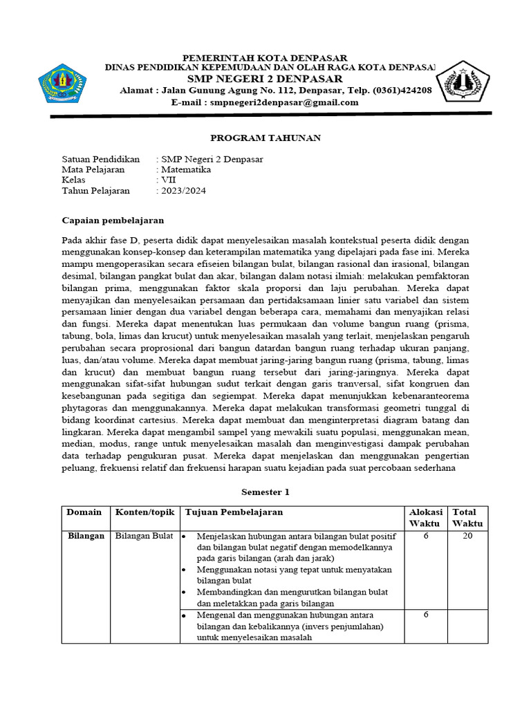 Prota Dan Promes 2023-2024 | PDF