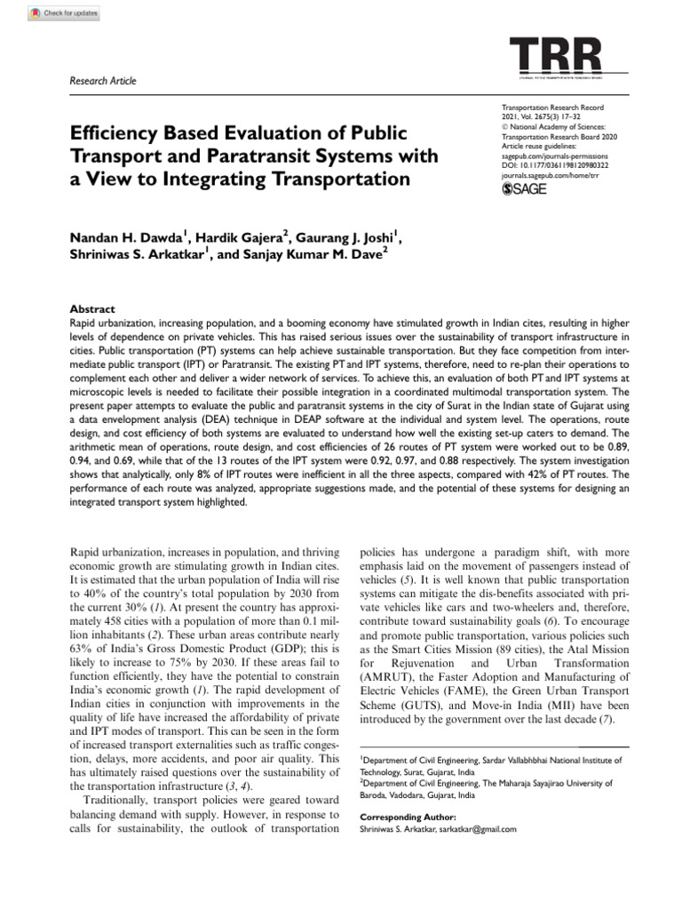 2020 Efficiency Based Evaluation of Public Transport and Paratransit ...
