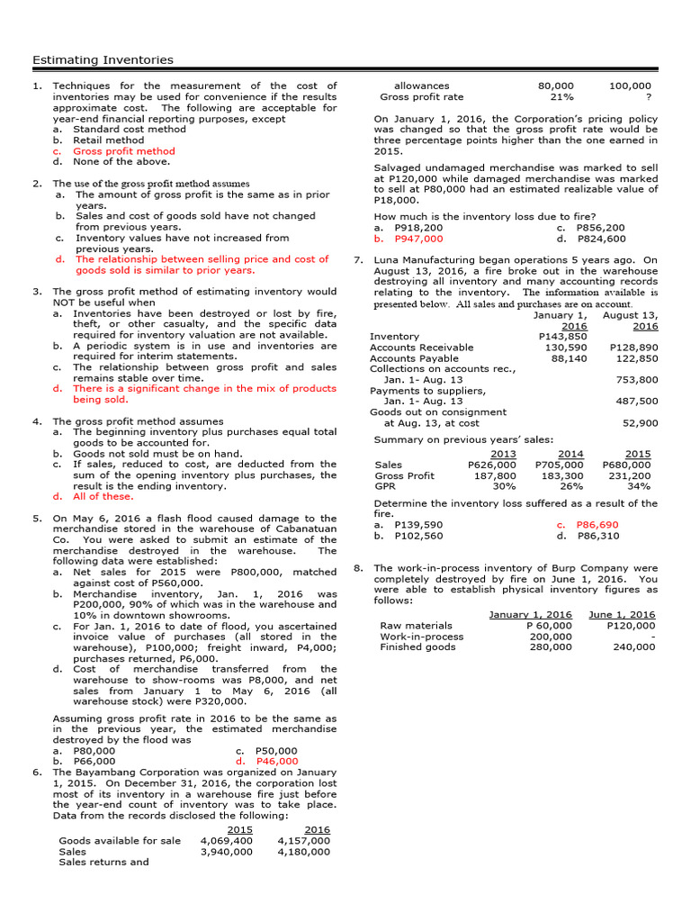 Estimating Inventories | PDF