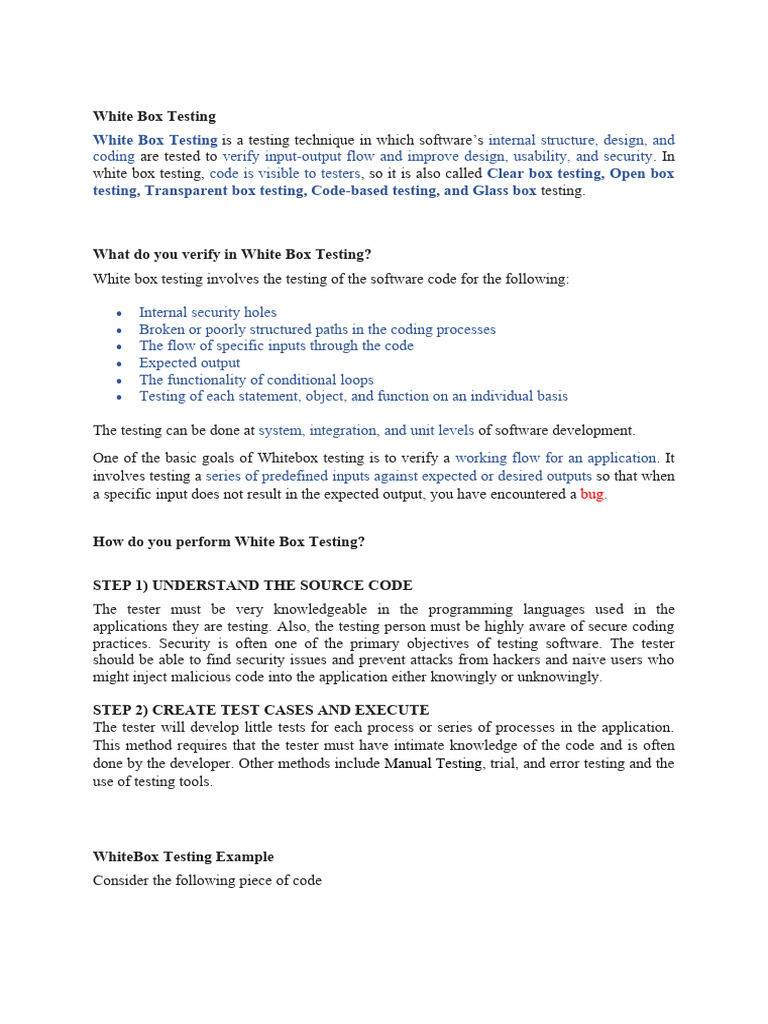 White Box Testing | PDF | Software Testing | Unit Testing