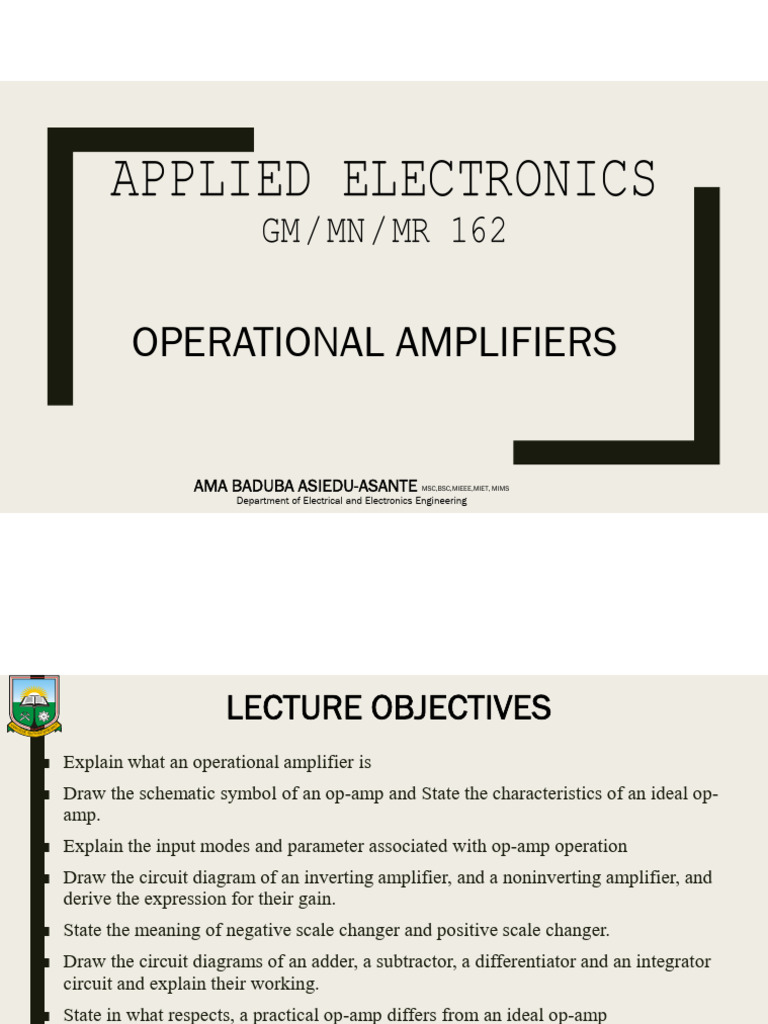 Operational Amplifiers Ama Baduba Asiedu-Asante | PDF | Operational Amplifier | Amplifier