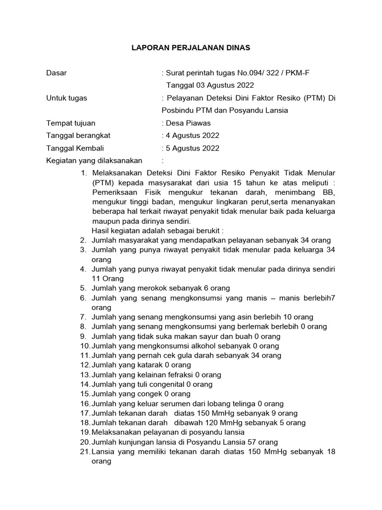 Lap - Perjadin Ptm&lansia | PDF | Sains & Matematika