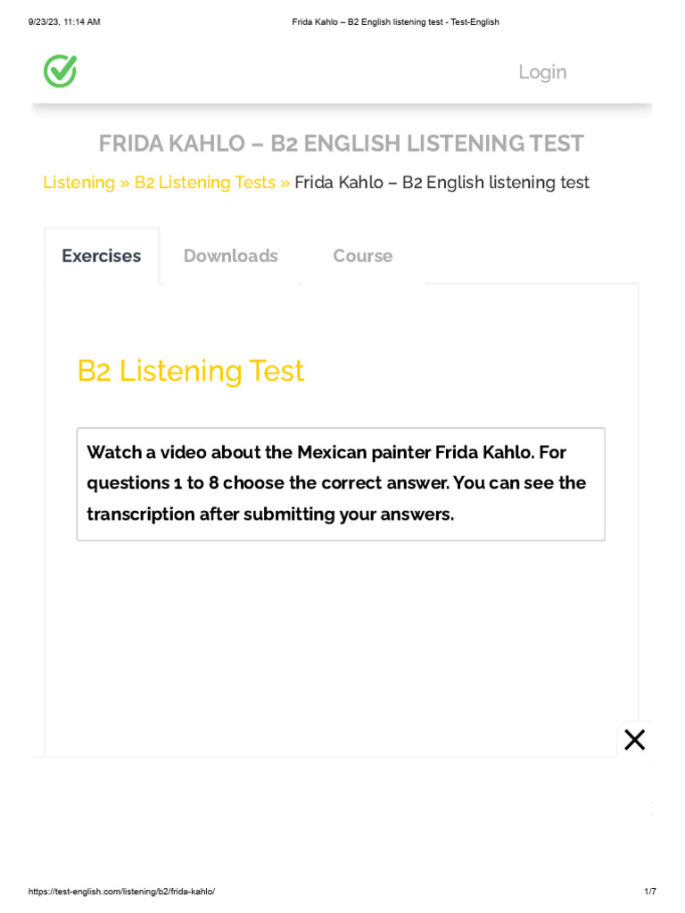 Frida Kahlo - B2 English Listening Test - Test-English 444 | PDF