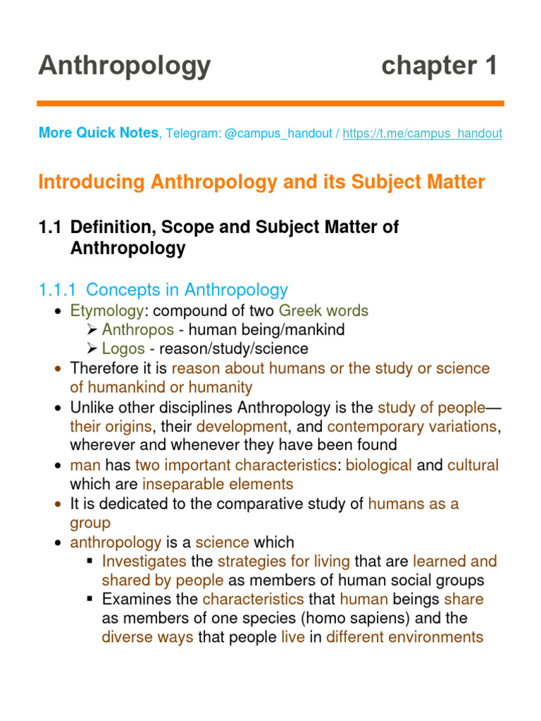 Introduction to Anthropology Concepts | PDF | Anthropology | Linguistics
