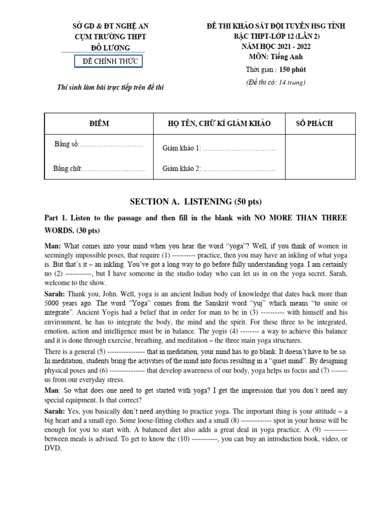 De Thi HSG Cum ĐL - Chính TH C | PDF