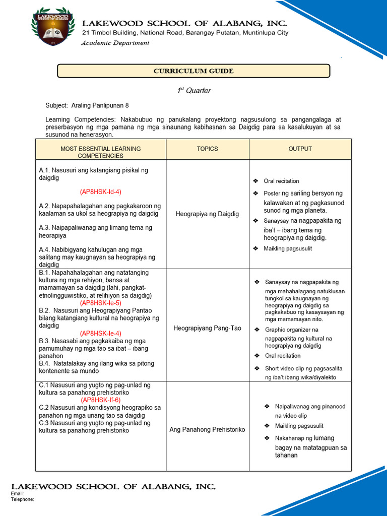 Cguide - Grade 8 - Ap - Sy 2022-2023 | PDF