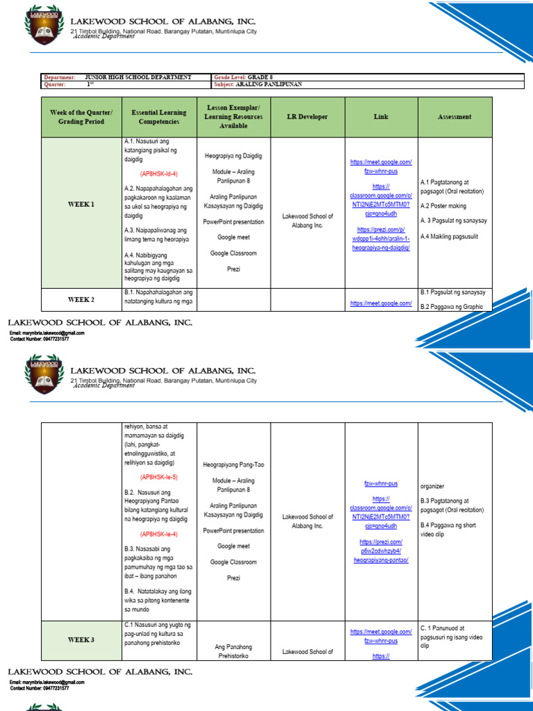 CLP - Grade 8 - Ap - Sy 2022-2023 | PDF