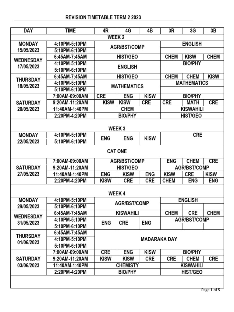 Remedial Timetable Term2 2023-1-1-1 | PDF
