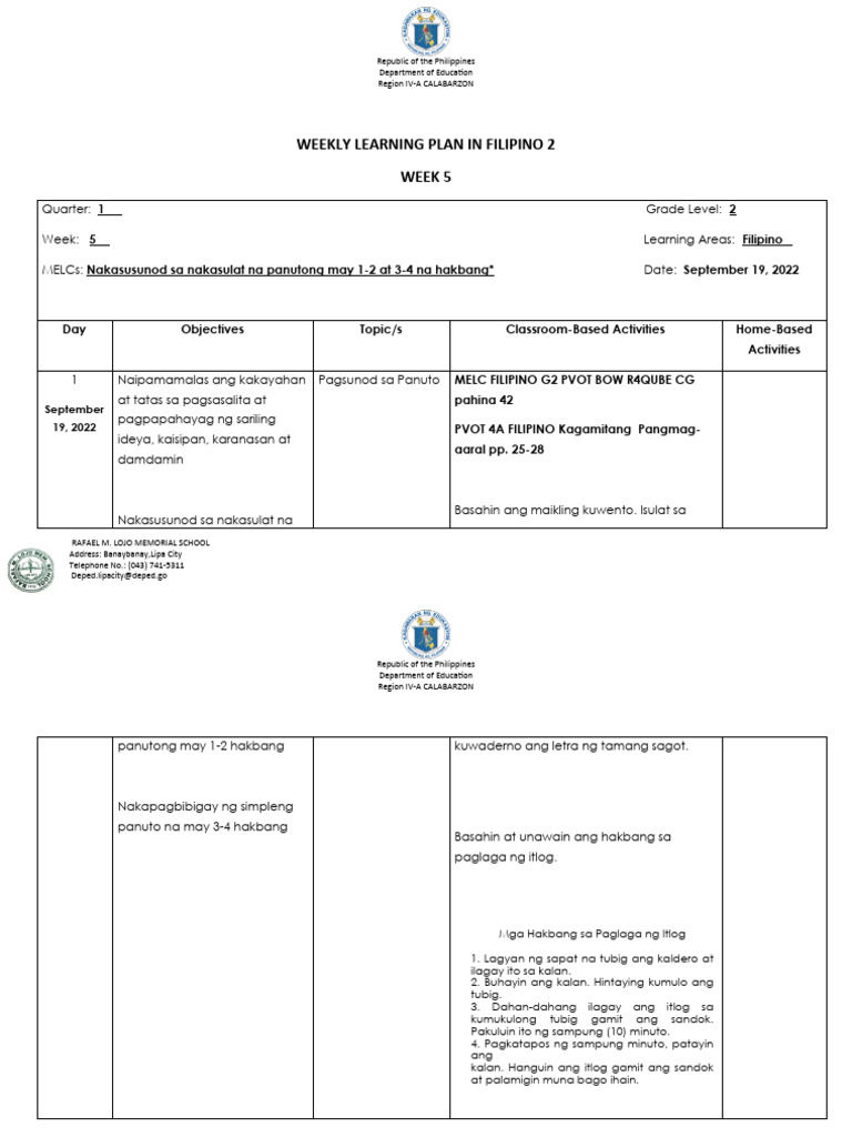 WLP Filipino Week 5 | PDF