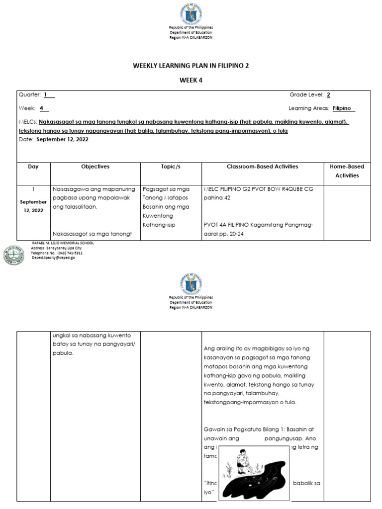 WLP Filipino Week 4 | PDF