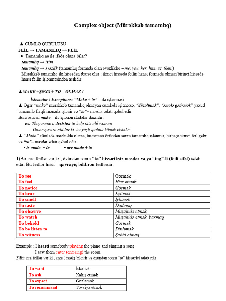 Complex Object and Causative Form | PDF