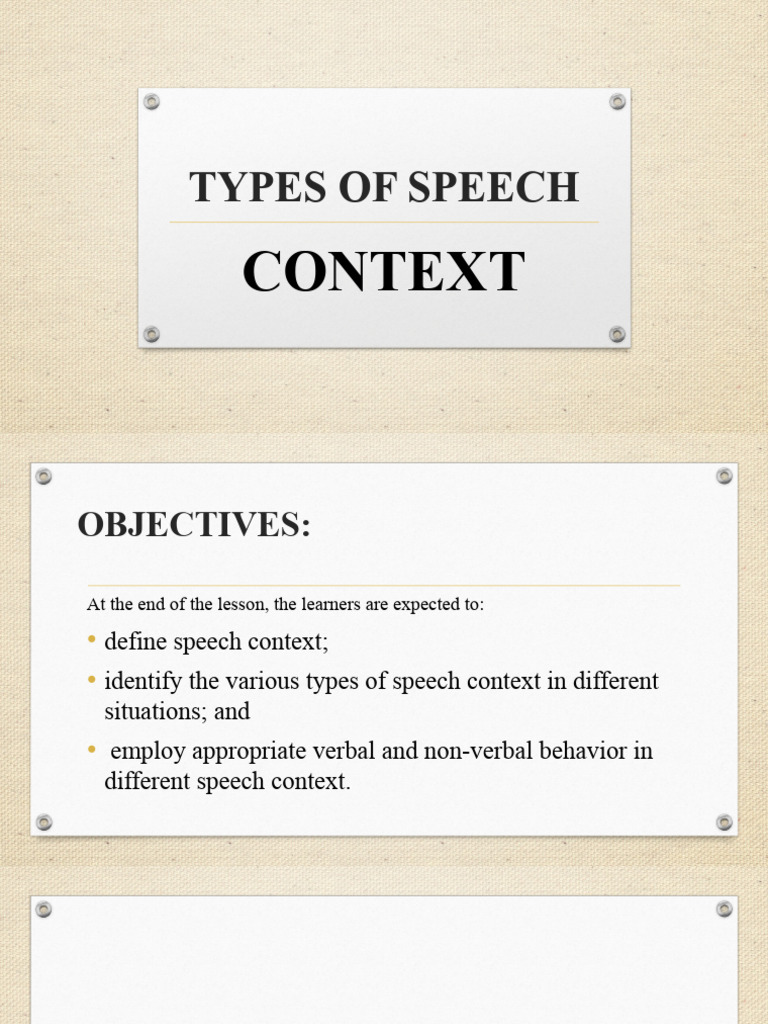 Types of Speech Context Explained | PDF | Communication | Human ...