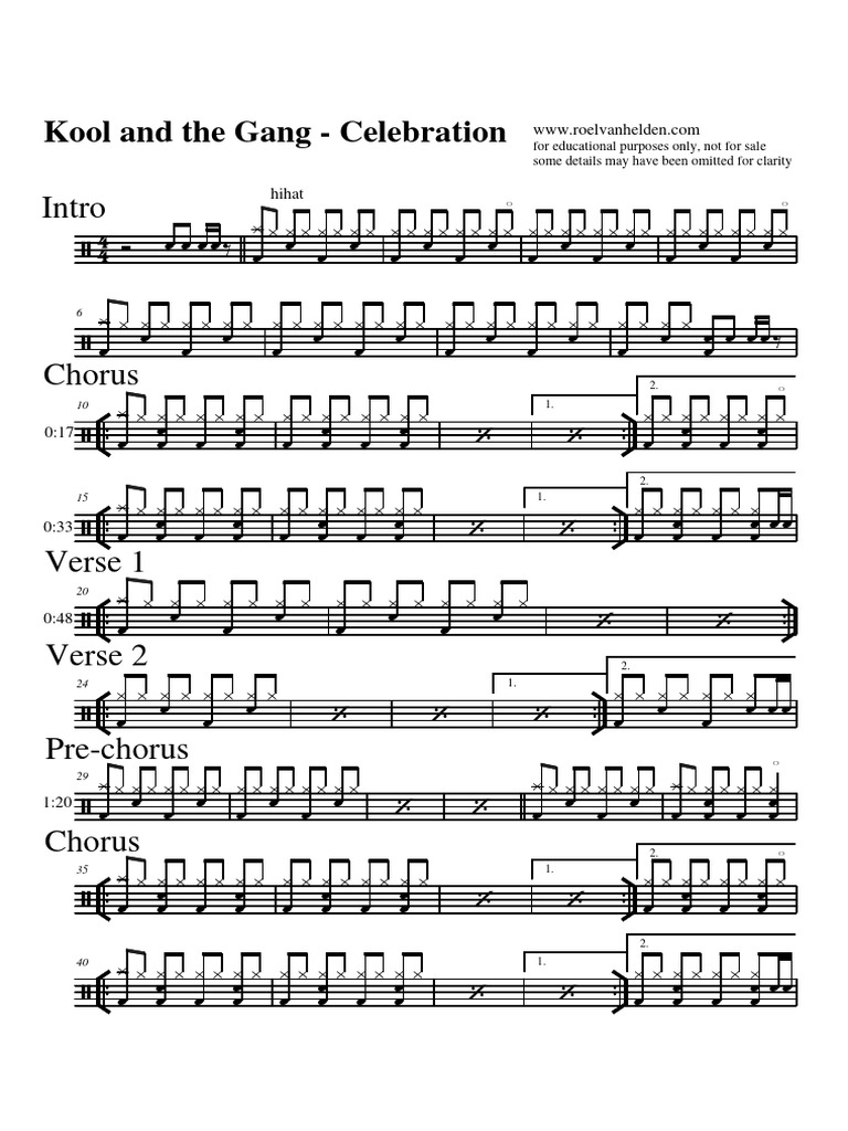 Drum Part Celebration Kool and The Gang | PDF