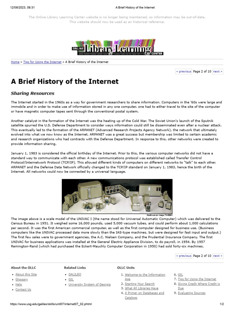 Brief History of the Internet | PDF | Internet | Computer Network