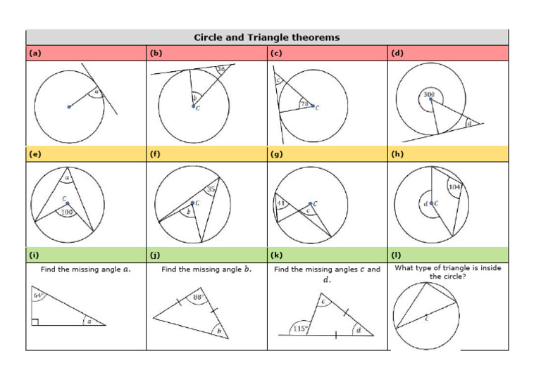 Plane_geometry_Circle_triangle_theorems_easy (1) | PDF