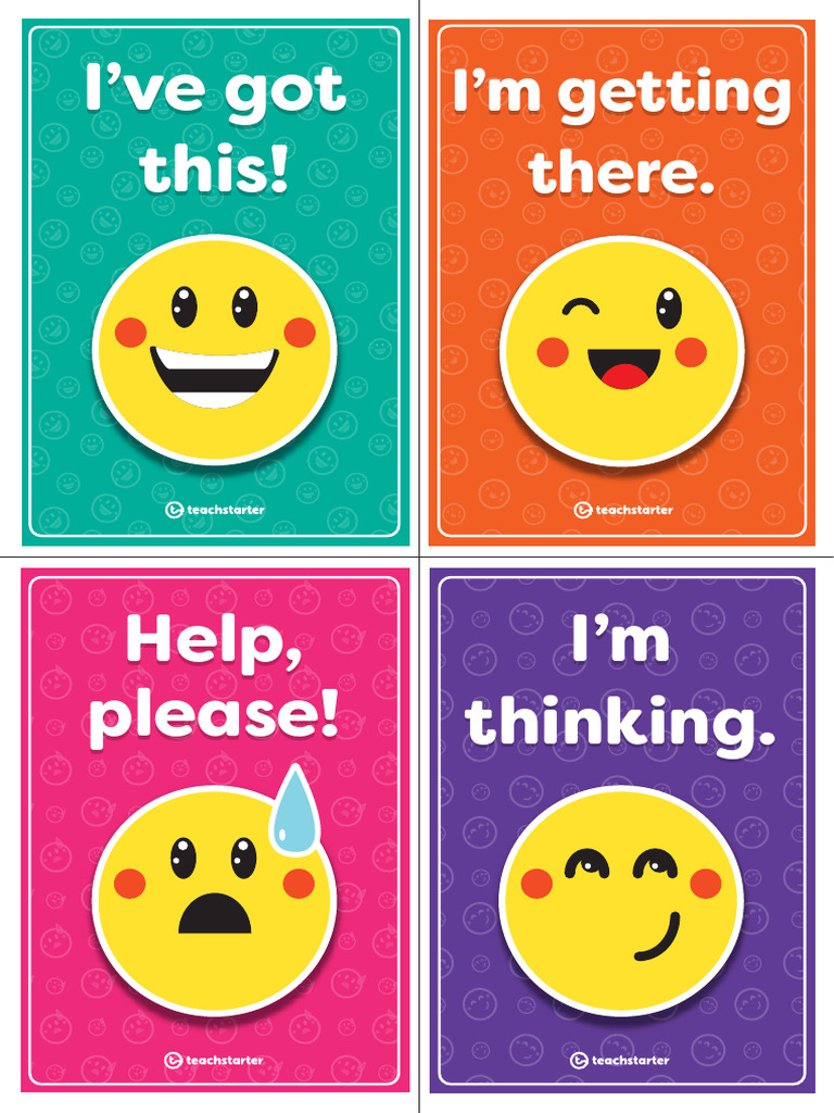 Emoji Themed Self Assessment Desk Cards Full Color | PDF