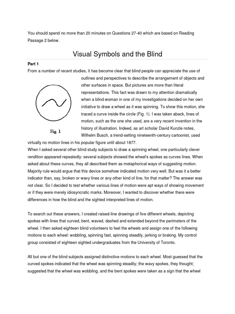 IELTS Academic Reading Sample 2 - Visual Symbols and The Blind | PDF ...