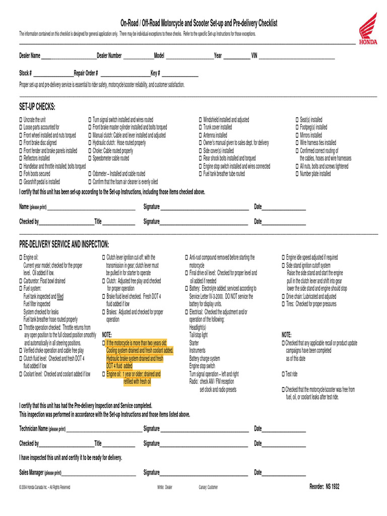 Pdi Check List | PDF