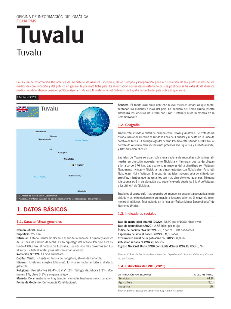 Tuvalu - Ficha Pais | PDF