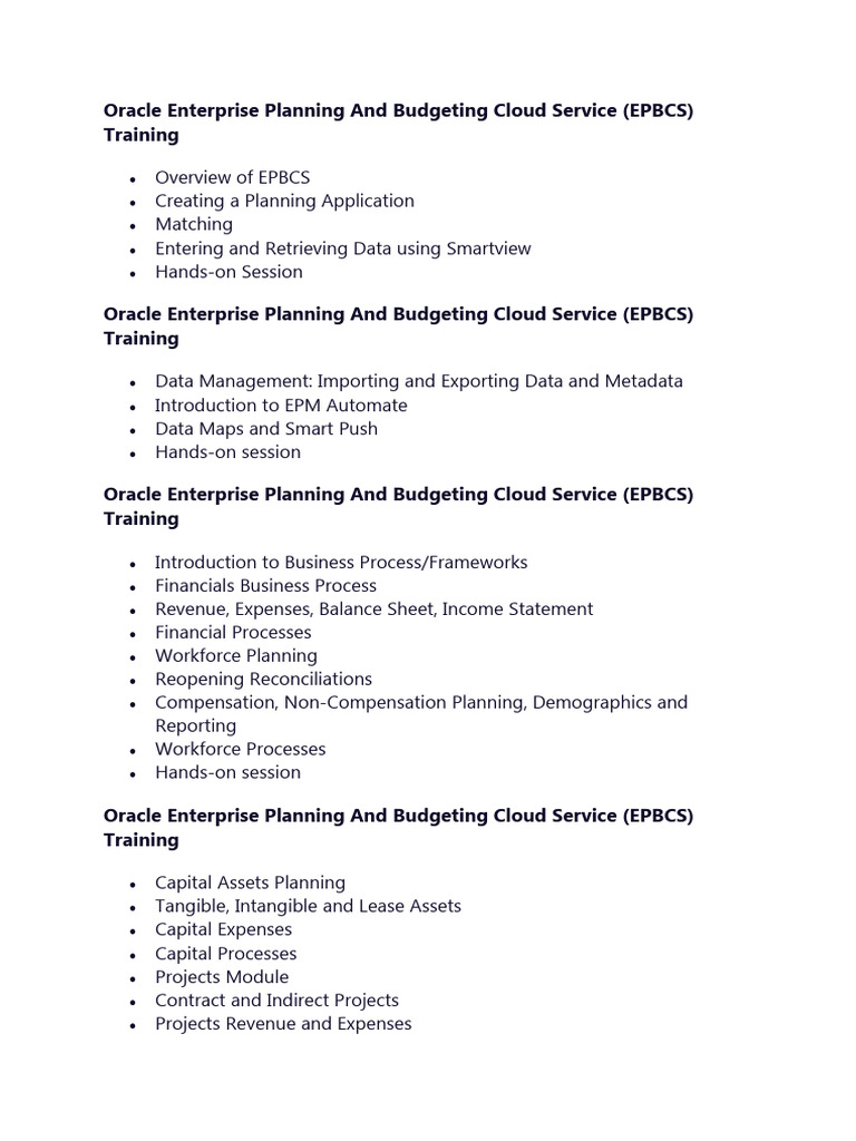 Oracle Enterprise Planning and Budgeting Cloud Service | PDF